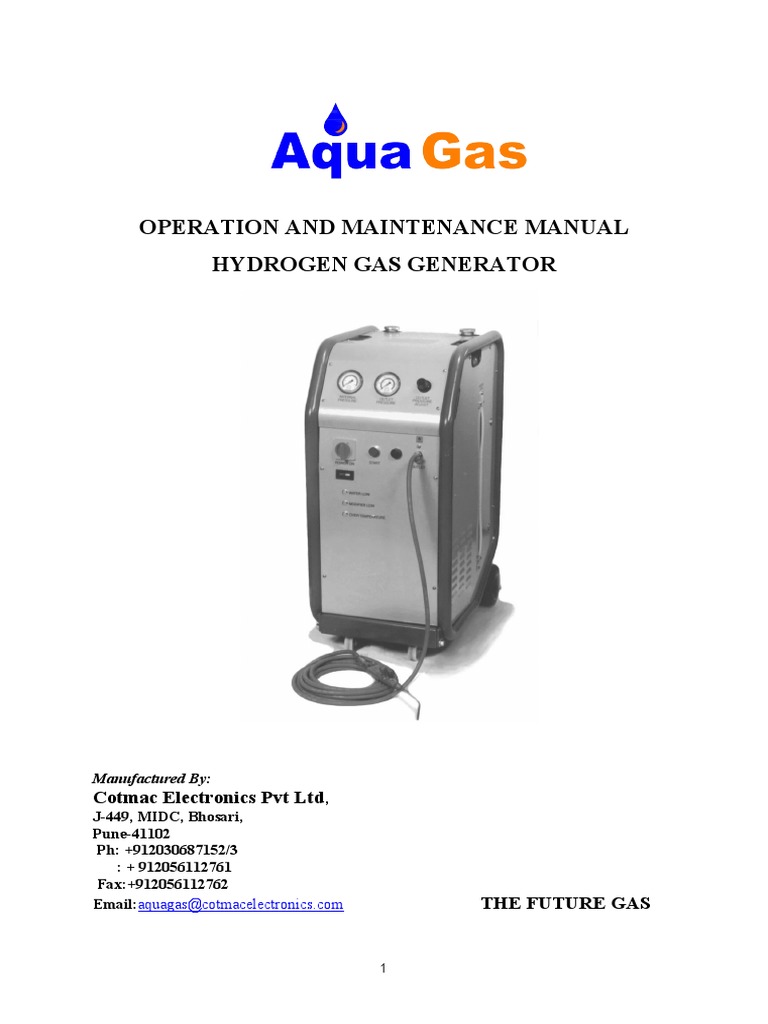 Hydrogen Generator Manual All Model | PDF