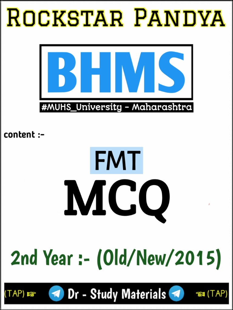 FMT - MCQ - 2nd - BHMS - (Old, New2015) | PDF | Clinical Medicine | Medical Specialties