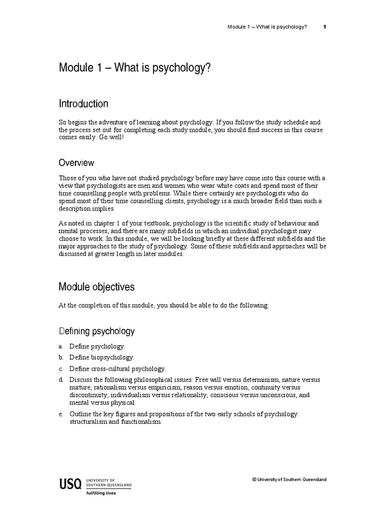 Psychology Module 1 | PDF | Psychology | Dream