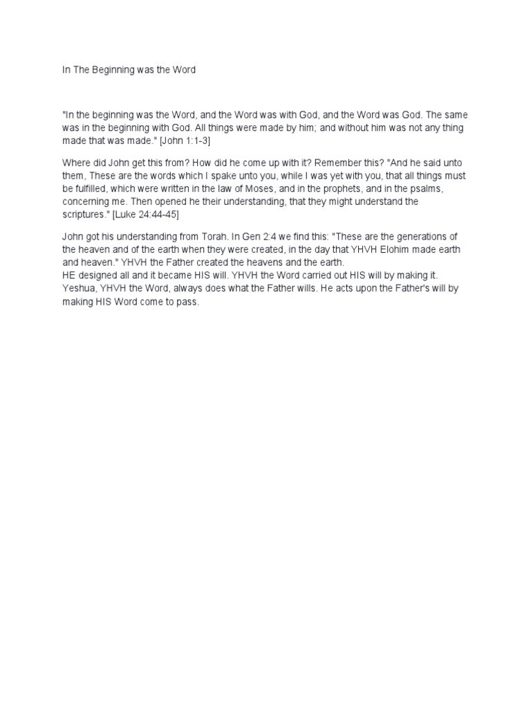 The Word's Role in Creation | PDF
