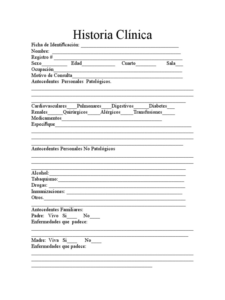 Formato Historia Clínica | PDF | Medicina | Ciencias de la Salud