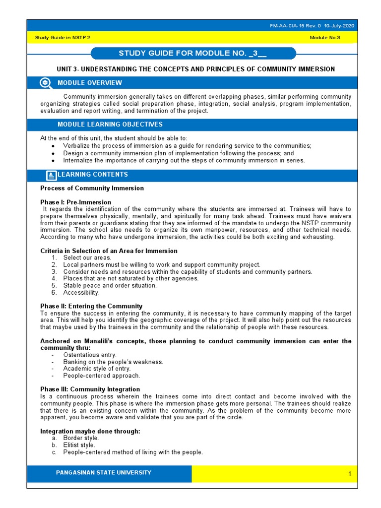 NSTP 2 Study Guide For Module 3 ISO 02232021 | PDF | Survey Methodology | Needs Assessment