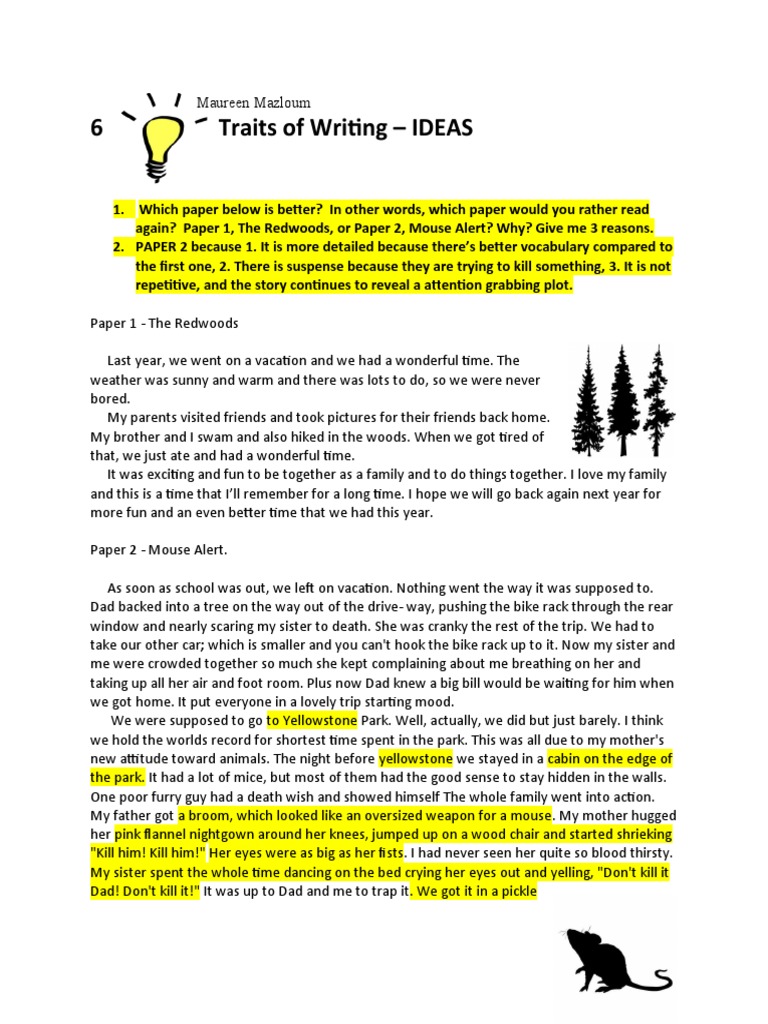 6 Traits of Writing - Ideas Lesson Plans | PDF | Sharks