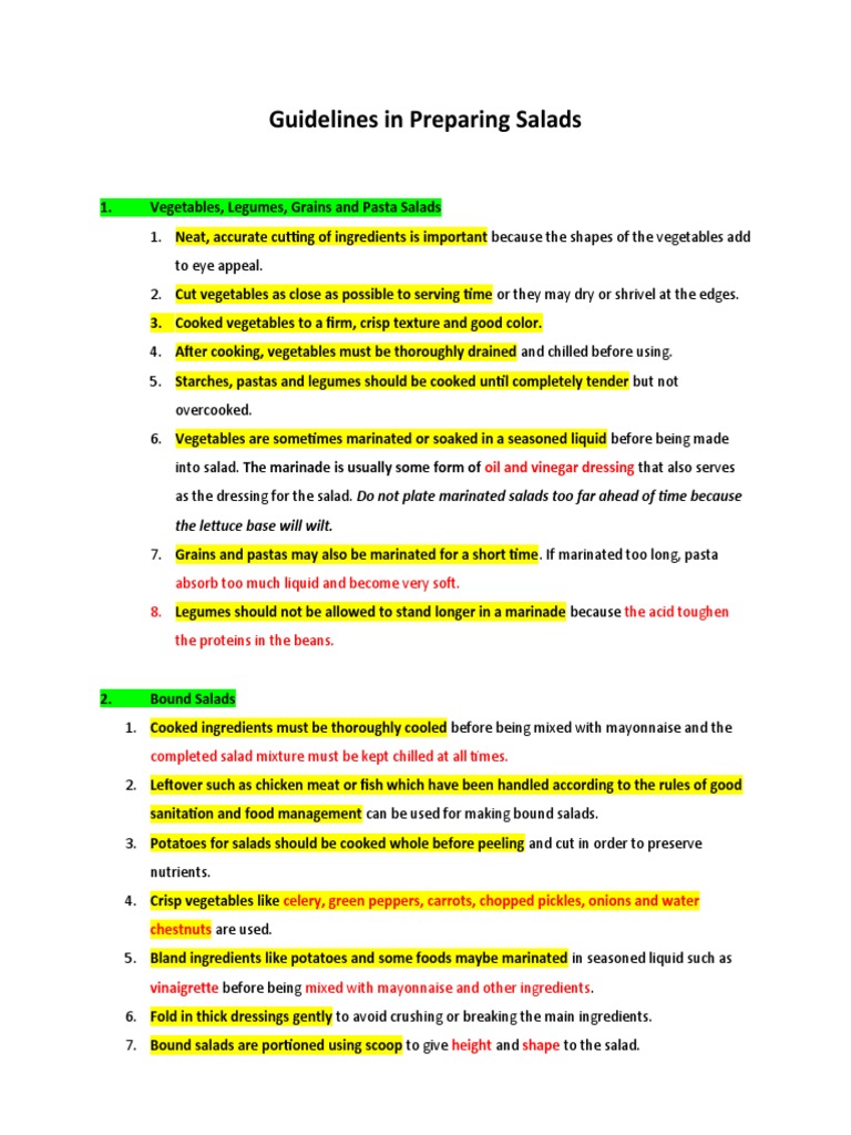 Lesson 7 Guidelines in Preparing Salads | Download Free PDF | Salad ...
