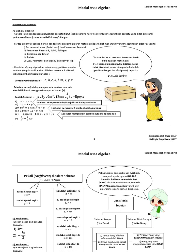 Modul Asas Algebra: (Unknown at Anu) Sama Ada Nilai/ukuran/bilangan | PDF