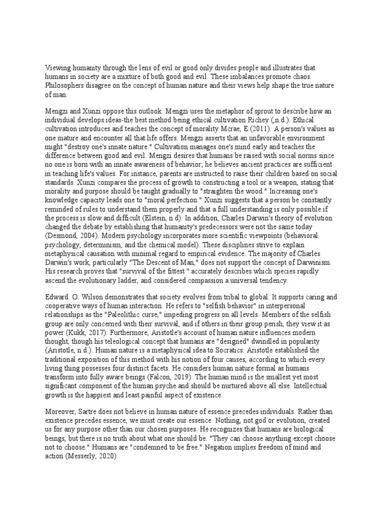 Untitled Document - Edited | PDF | Human Nature | Good And Evil