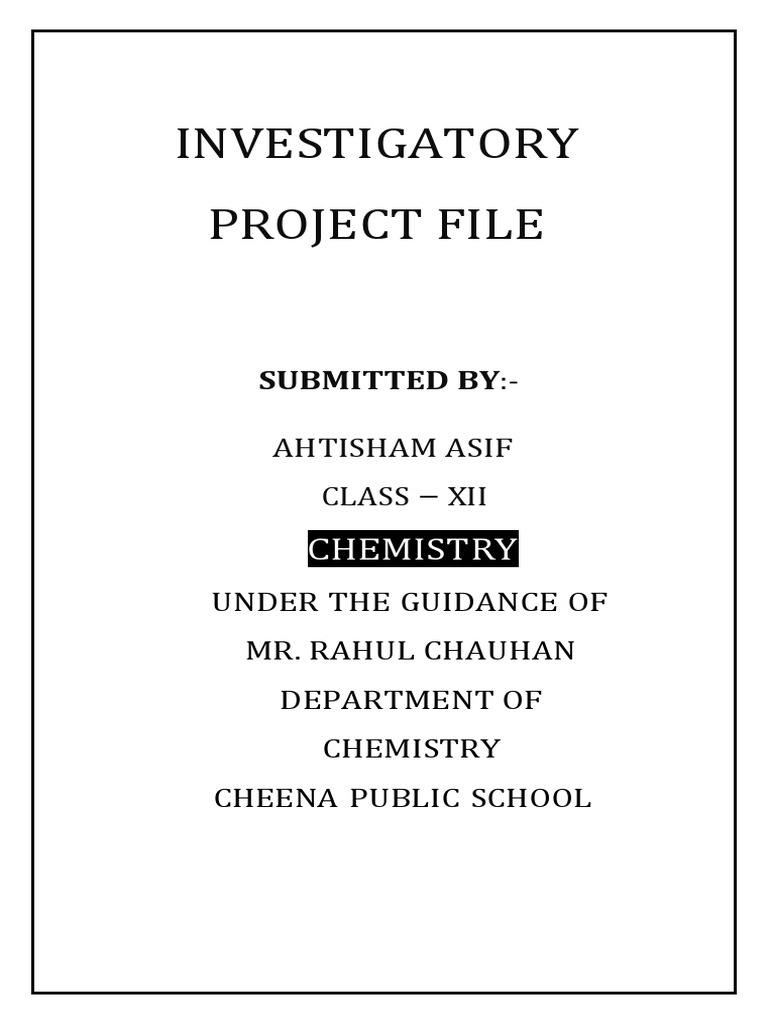 CHEMISTRY Class 12 Investigatory Project Cold Drink | PDF | Sucrose ...