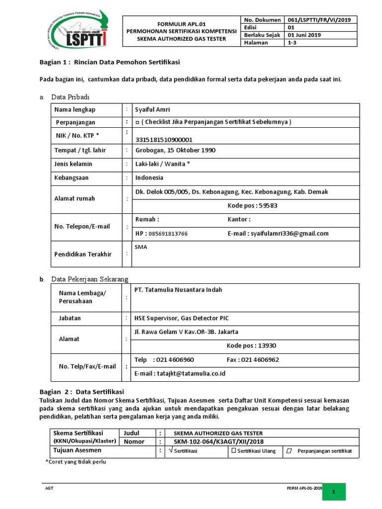Form FR - Apl-01 Ok | PDF