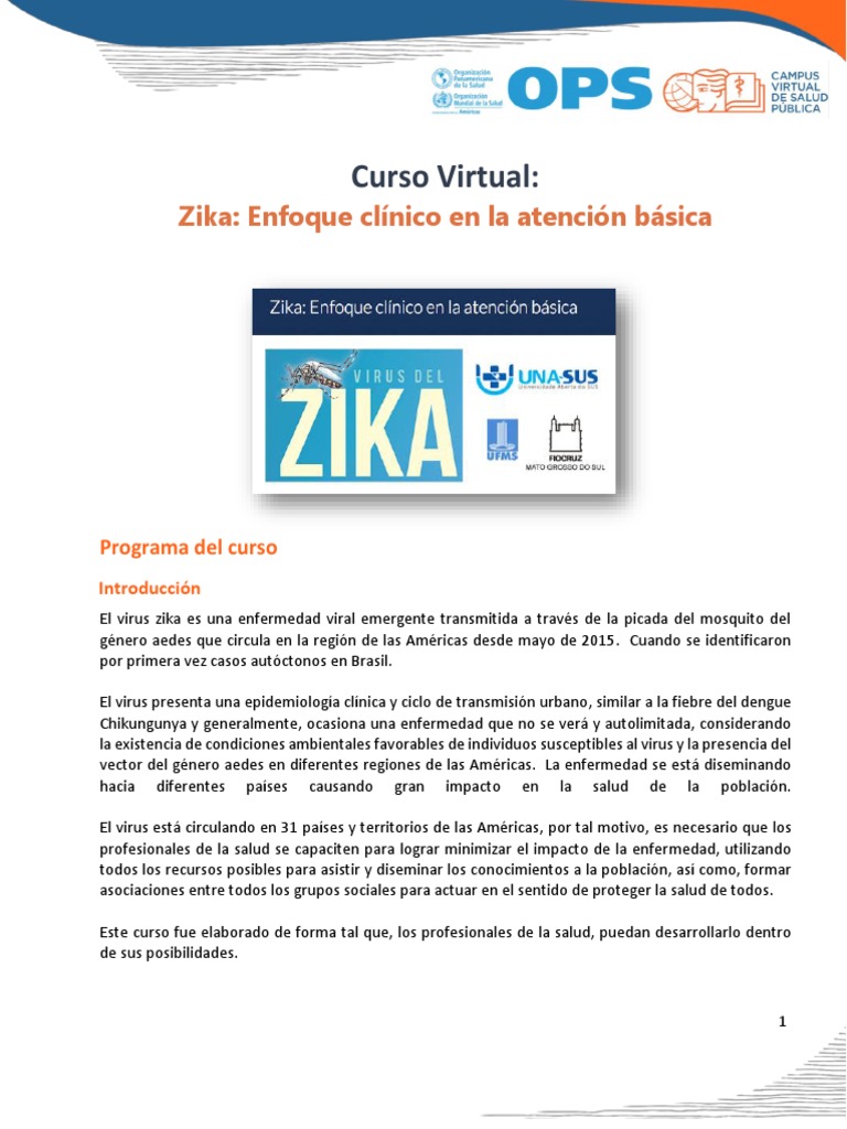 Curso Zika: Capacitación en Salud | PDF | Fiebre del zika | Virus Zika