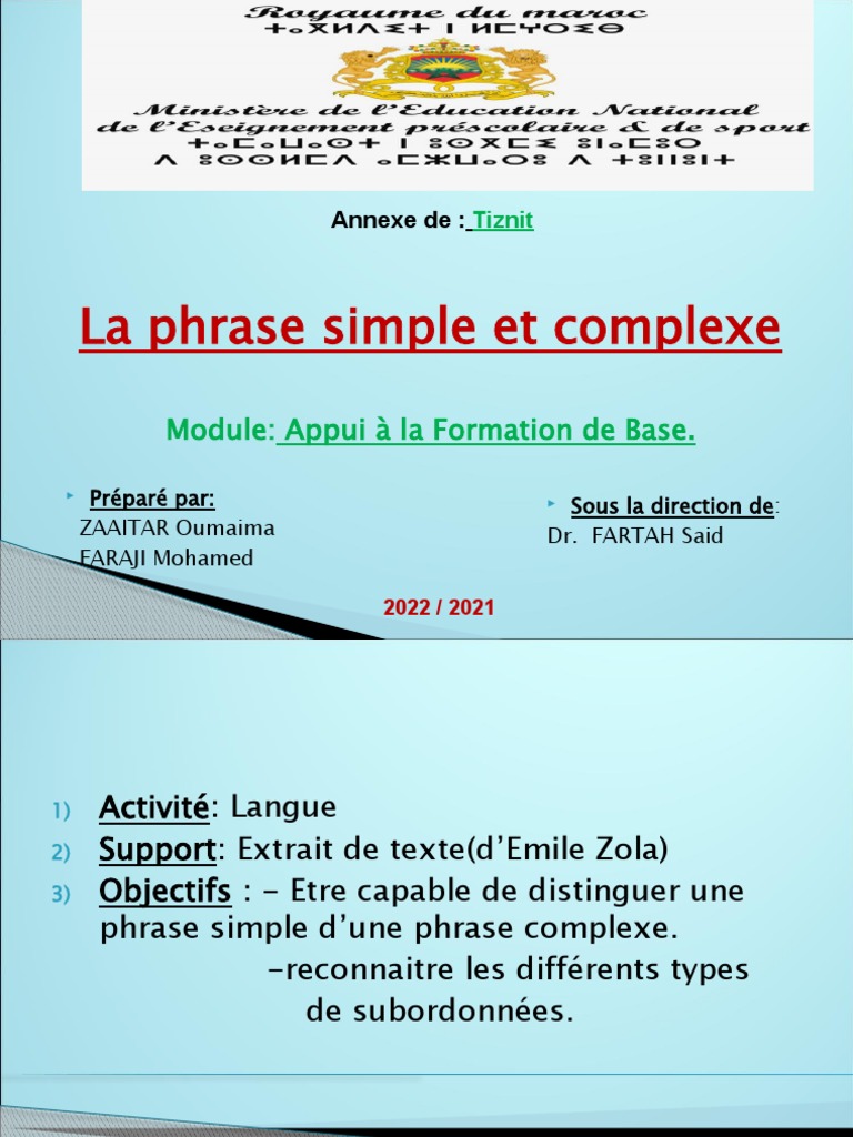 Phrase Simple Et Complexe | PDF | Évolution de carrière | Arts du langage et discipline