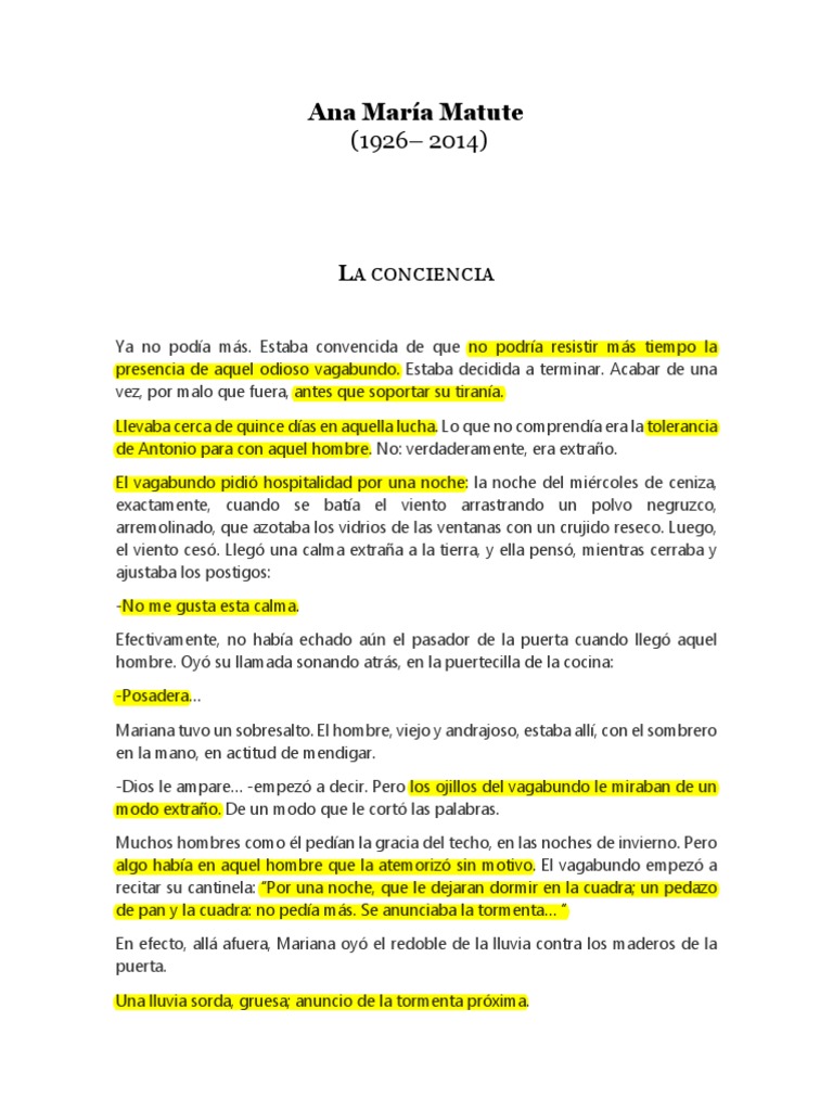 La Conciencia - Ana María Matute | PDF