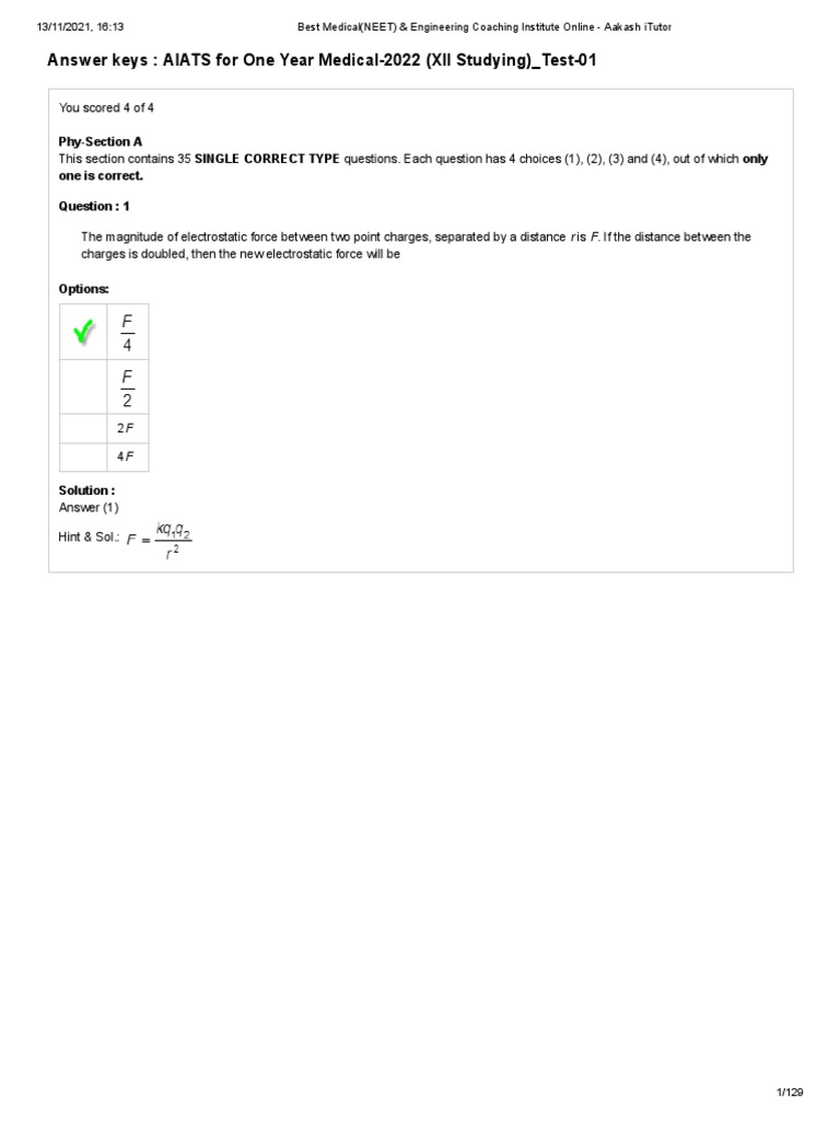 Aakash Aiats Paper Neet | Download Free PDF | Capacitor | Capacitance