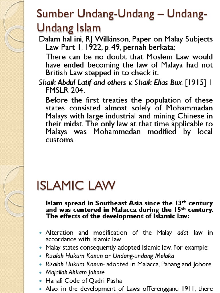 Sumber Undang-Undang - Undang-Undang Islam: Shaik Abdul Latif and Others v. Shaik Elias Bux ...