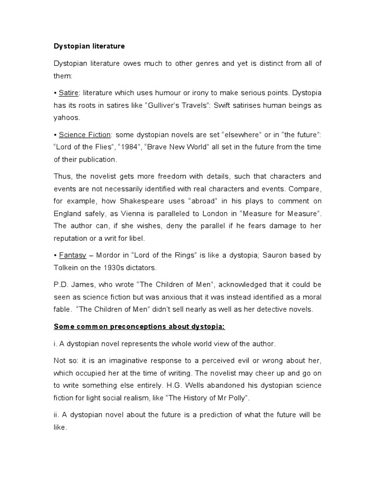Understanding Dystopian Literature | PDF | Dystopia | Utopian And ...