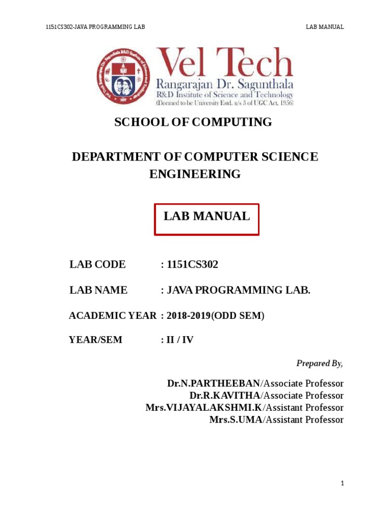 Java Programming Manual Pdf Engineering Method Computer Programming