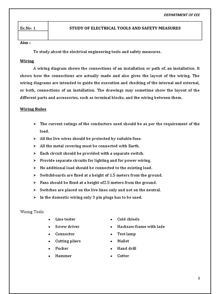 EP Lab Manual | PDF | Electrical Wiring | Ac Power