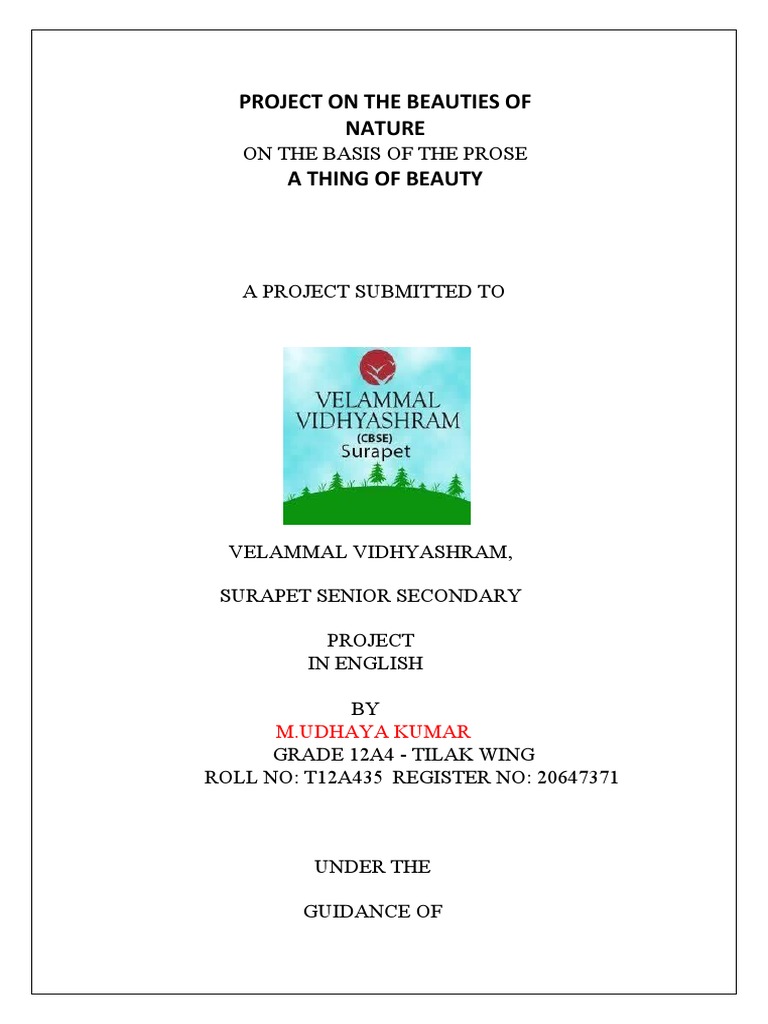 Project On The Beauties of Nature A Thing of Beauty | PDF | Solar ...