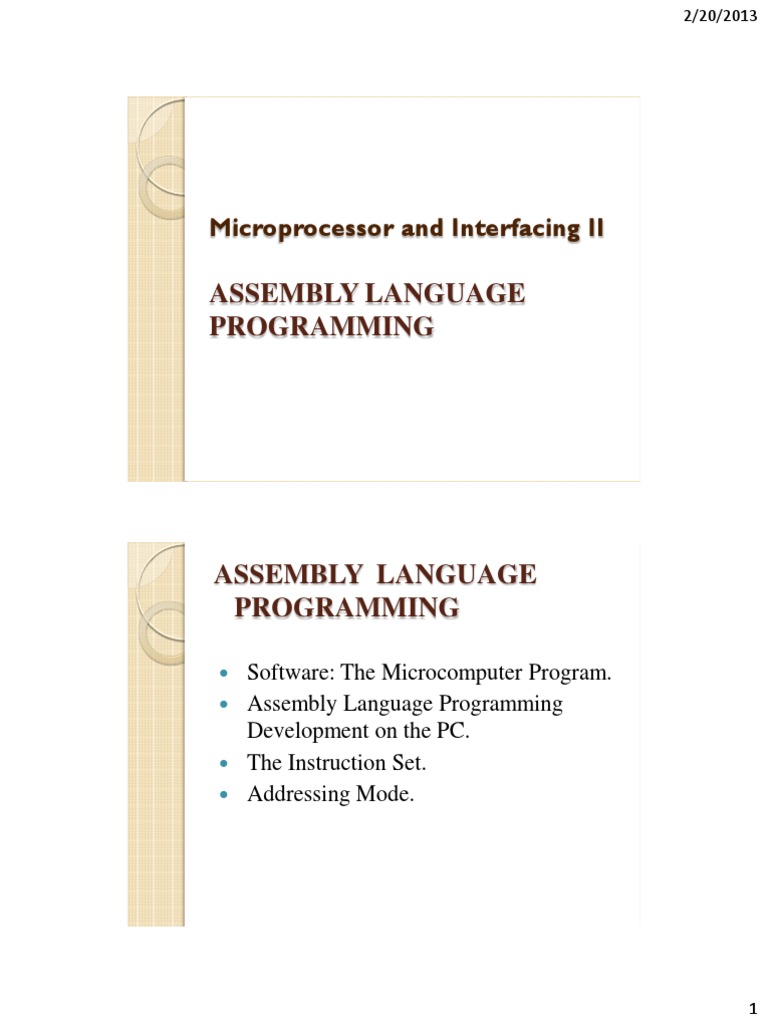 Assembly Language Programming: Microprocessor and Interfacing II | PDF | Assembly Language ...