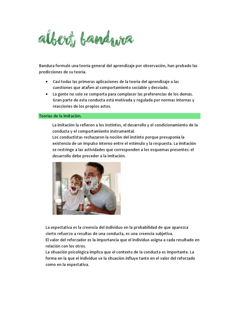 Albert Bandura y La Teoria de Aprendizaje Por Observacion | PDF | Aprendizaje | Comportamiento