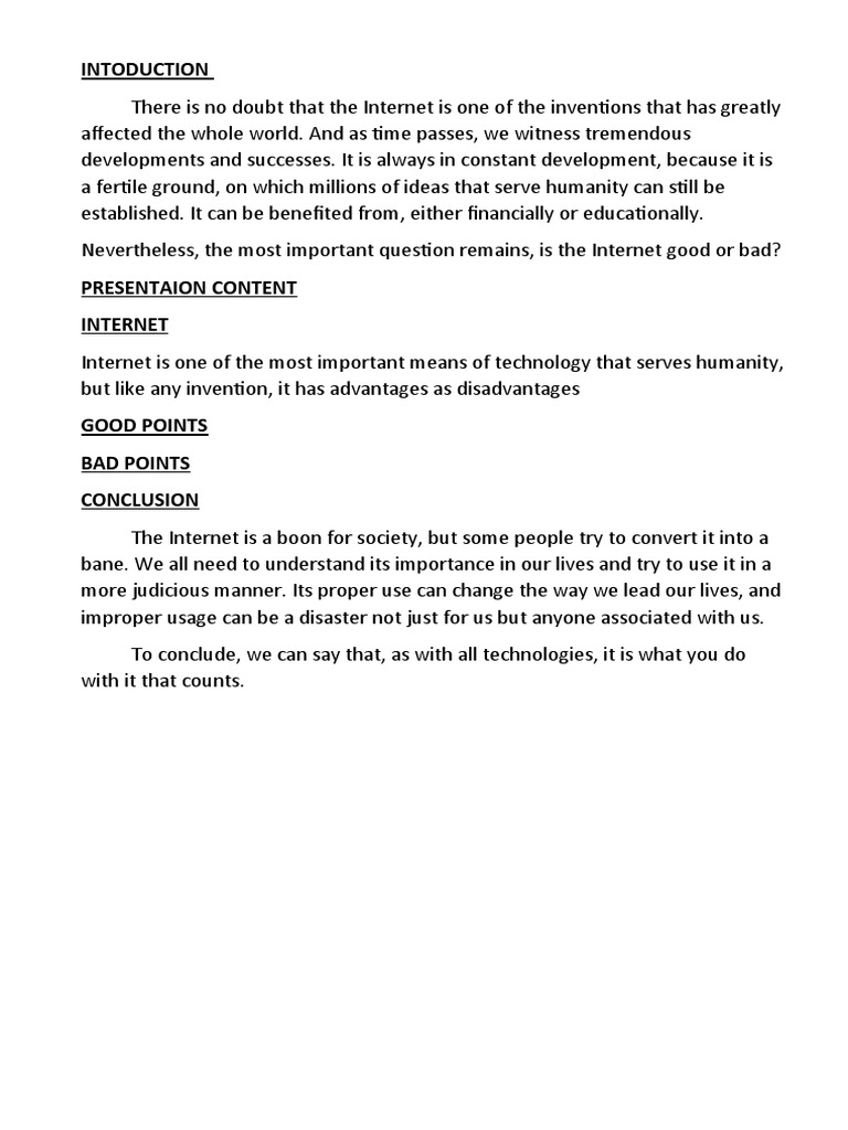 Internet, Good or Bad | PDF | Social Science