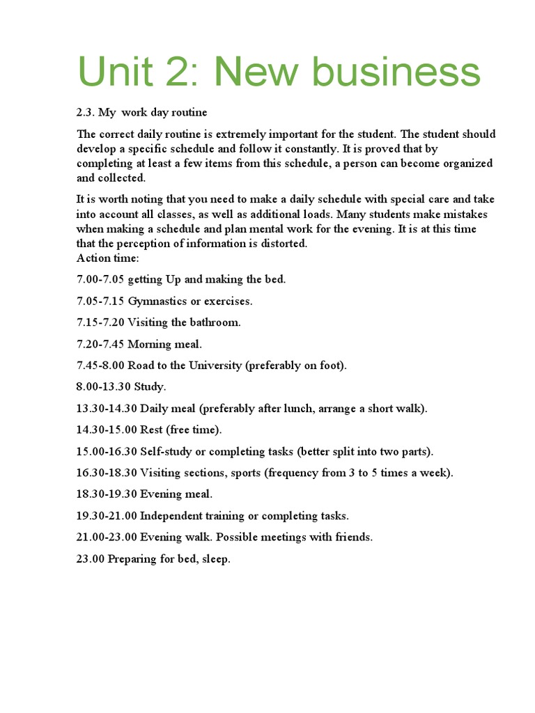 2.3. My Work Day Routine | PDF