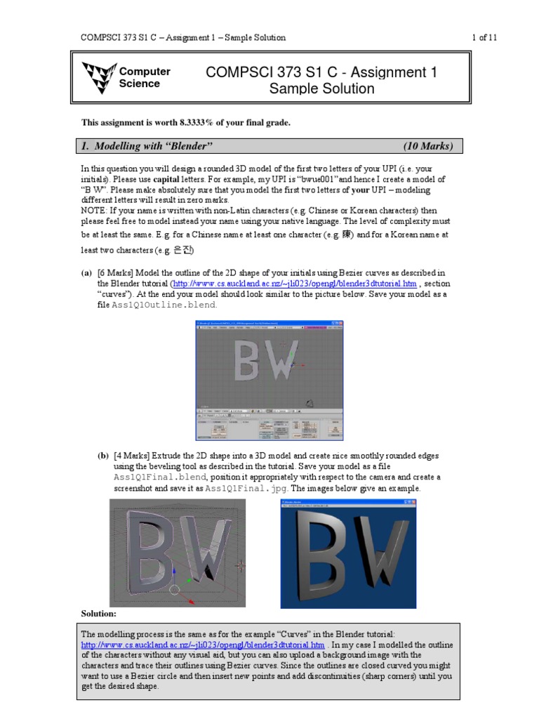COMPSCI 373 Assignment 1 Solution | PDF | Ellipse | Texture Mapping