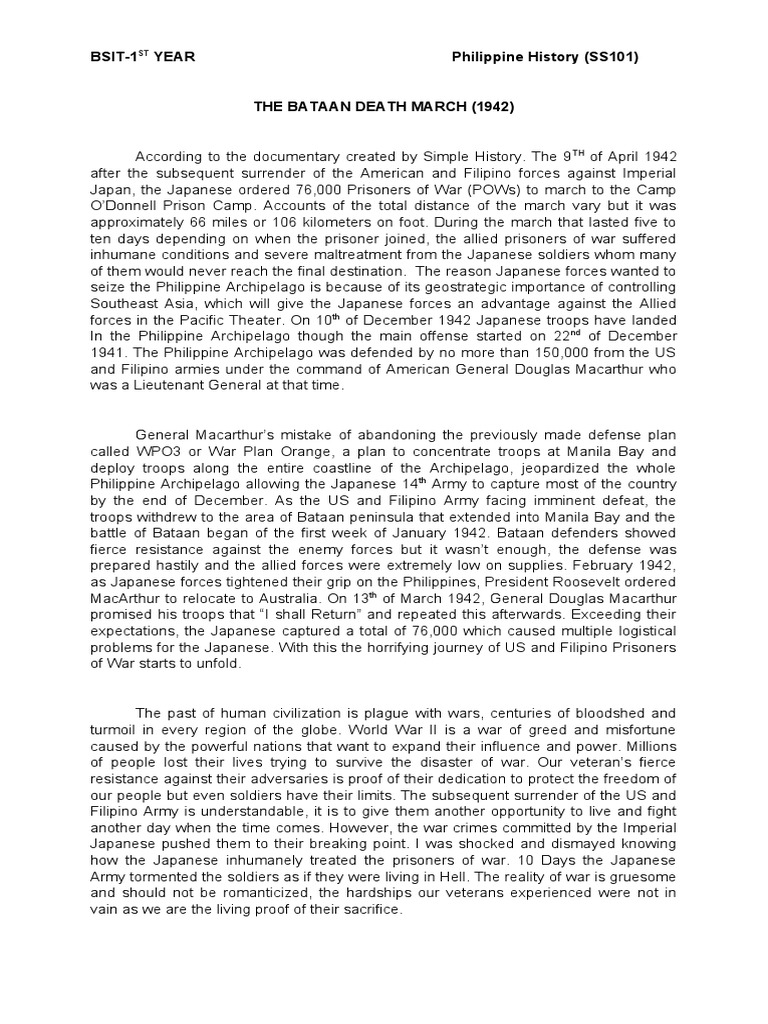 Bataan Death March (SS 101) | PDF | Empire Of Japan | International ...