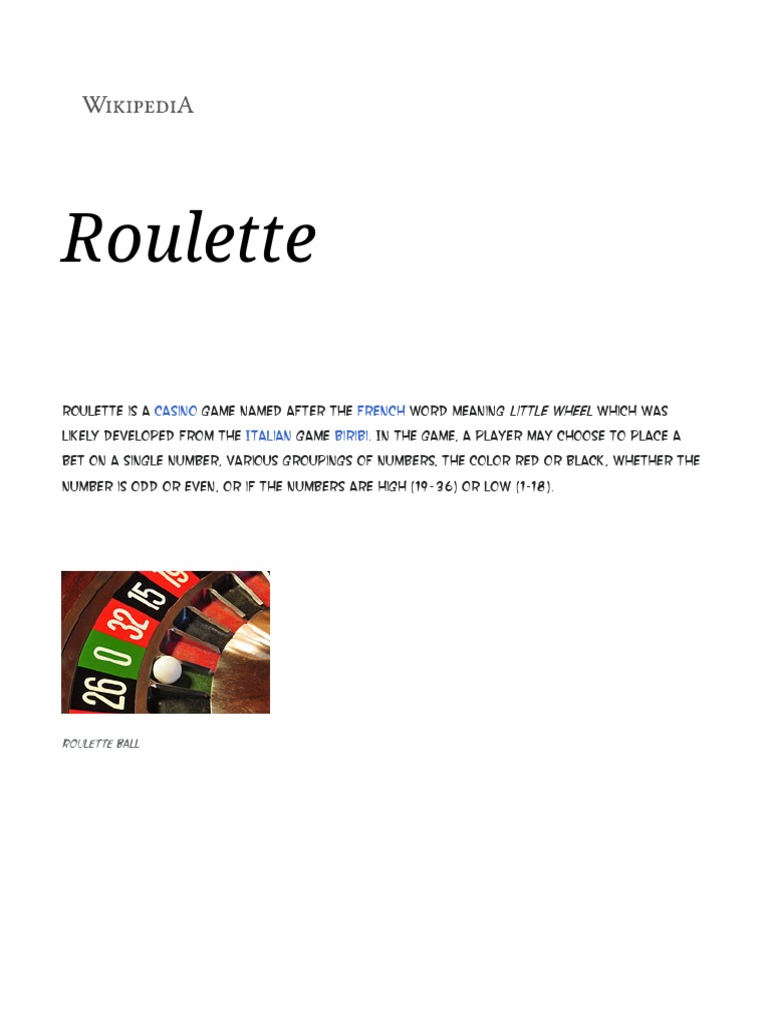 Roulette - Wikipedia | PDF | Roulette | Gambling