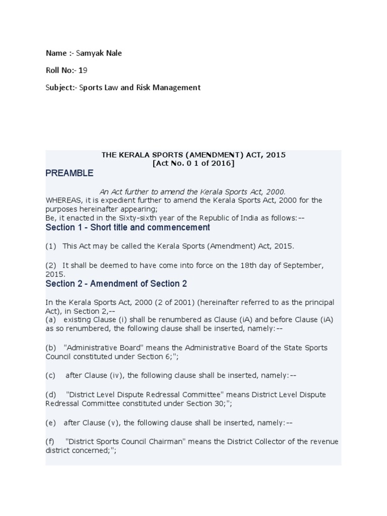 Sports Law Risk Management | PDF | Lawsuit | Tribunal