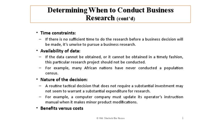 Determining When To Conduct Research | PDF