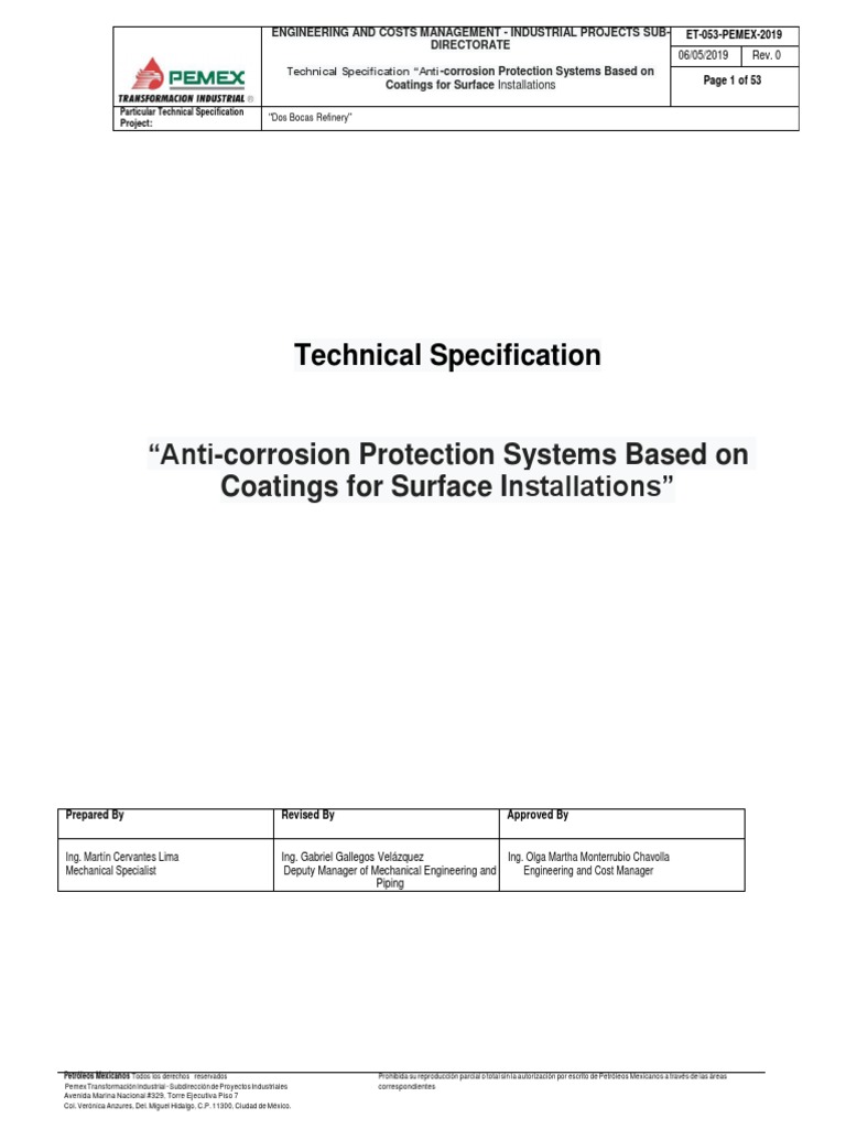 06 Et-053-Pemex-2019 Anti-Corrosion Protection Systems Based On Coatings For Surface ...