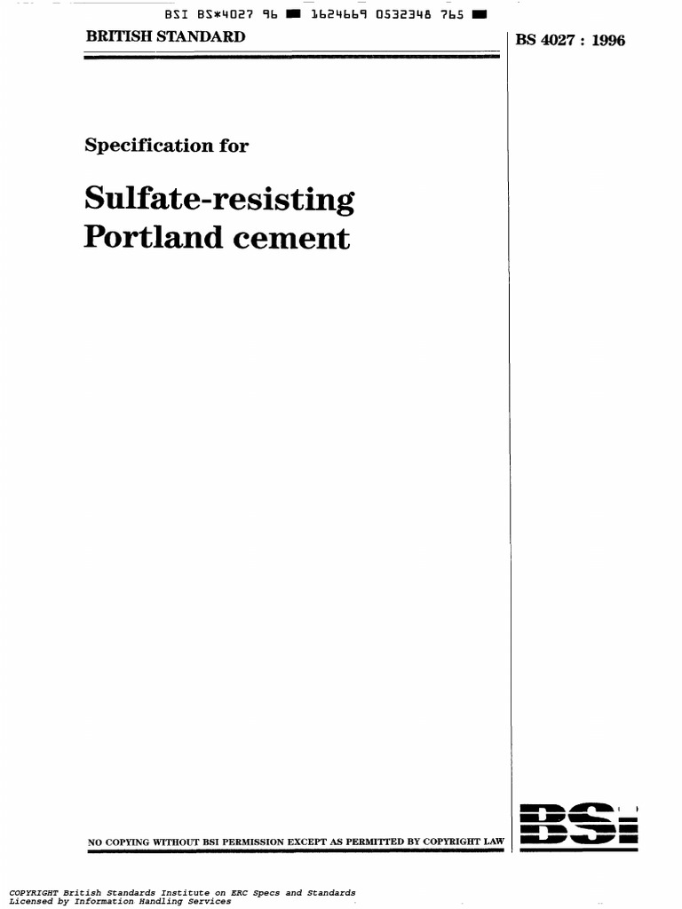 BS 4027 - 1996 | PDF | Concrete | Silicon Dioxide