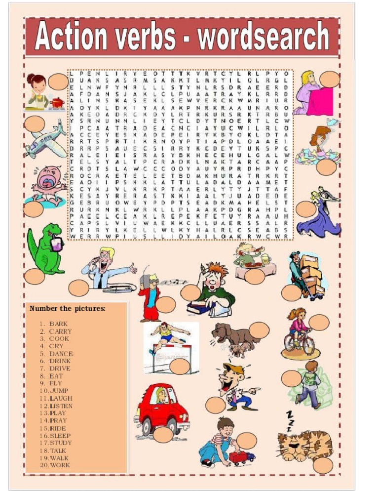 Action Verbs Word Search | PDF