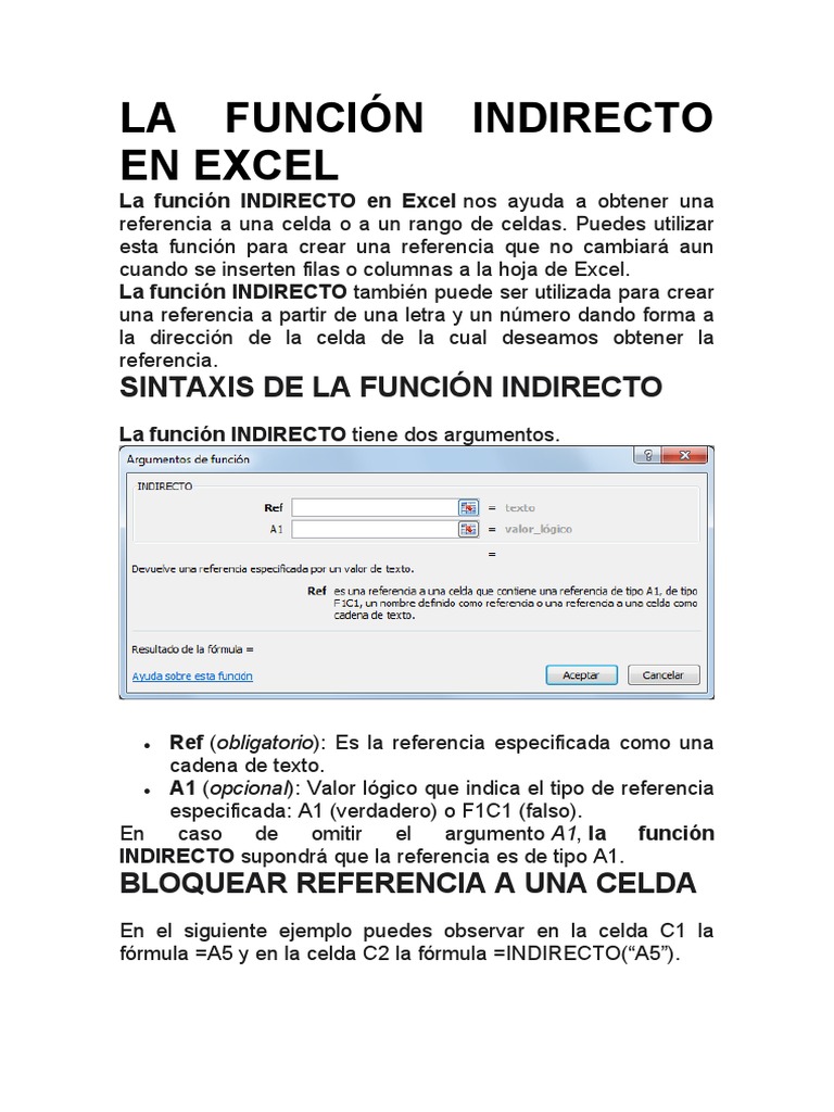 La Función Indirecto en Excel | PDF