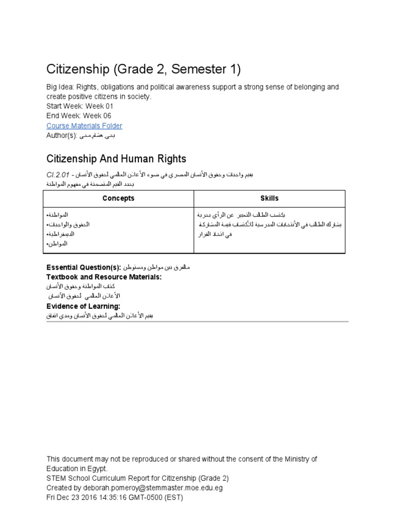 Citizenship (Grades 2 and 3) | PDF