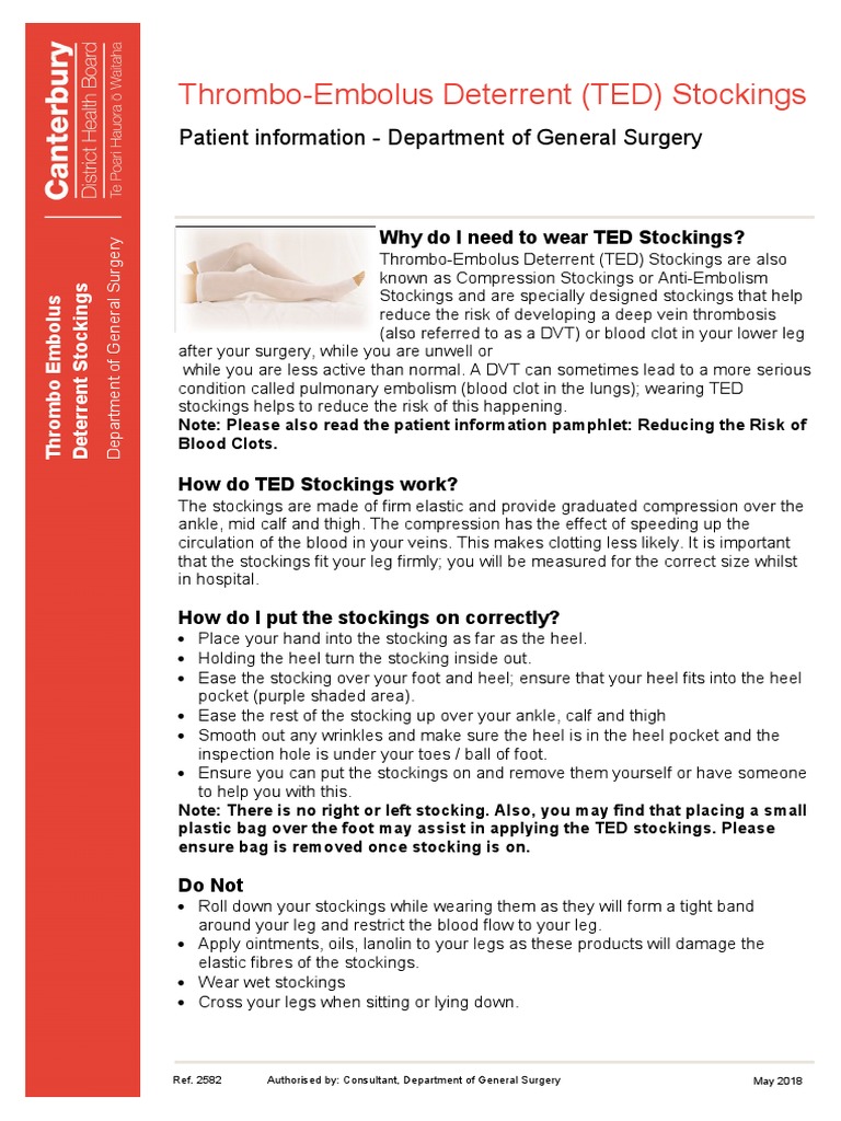 TED Stockings: Application and Care Guide | PDF | Clinical Medicine ...