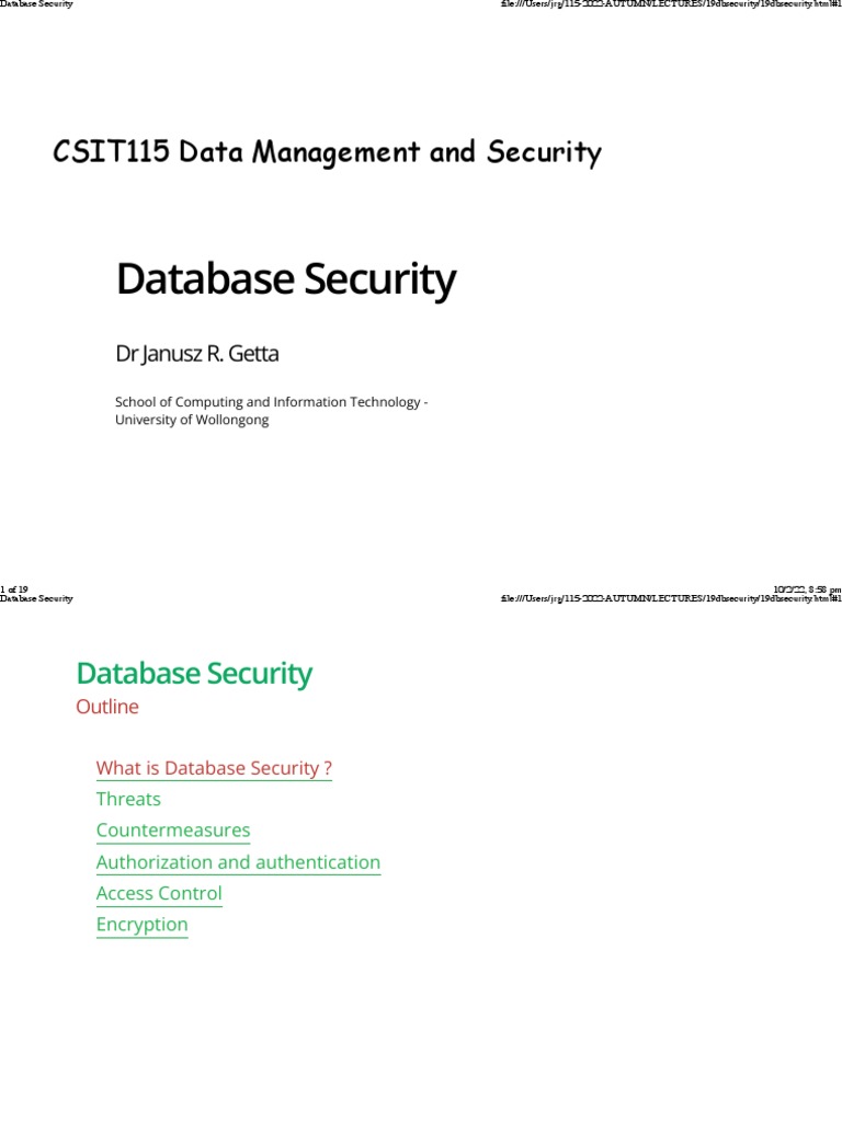 19 Dbsecurity | PDF | Databases | Encryption