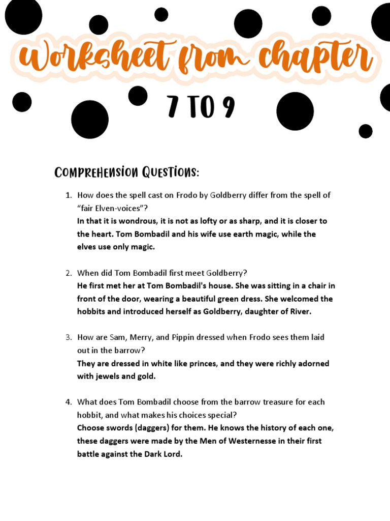 Worksheet Chapter 7 To 9 | Download Free PDF | Hobbit