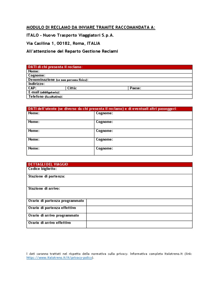 Modulo Reclamo Editabile | PDF