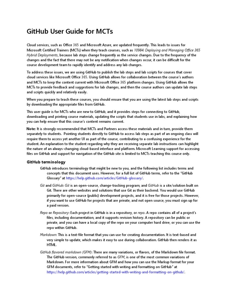 Github User Guide For Mcts | PDF | Computer File | Desktop Environment