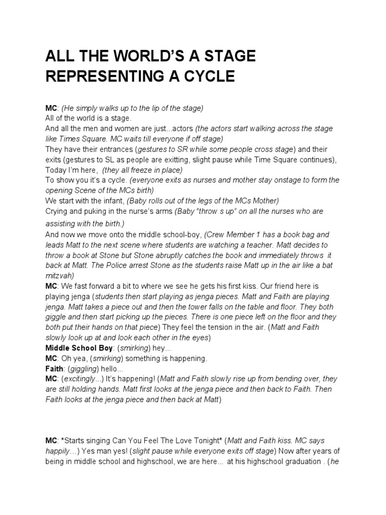 All The World's A Stage Script | PDF