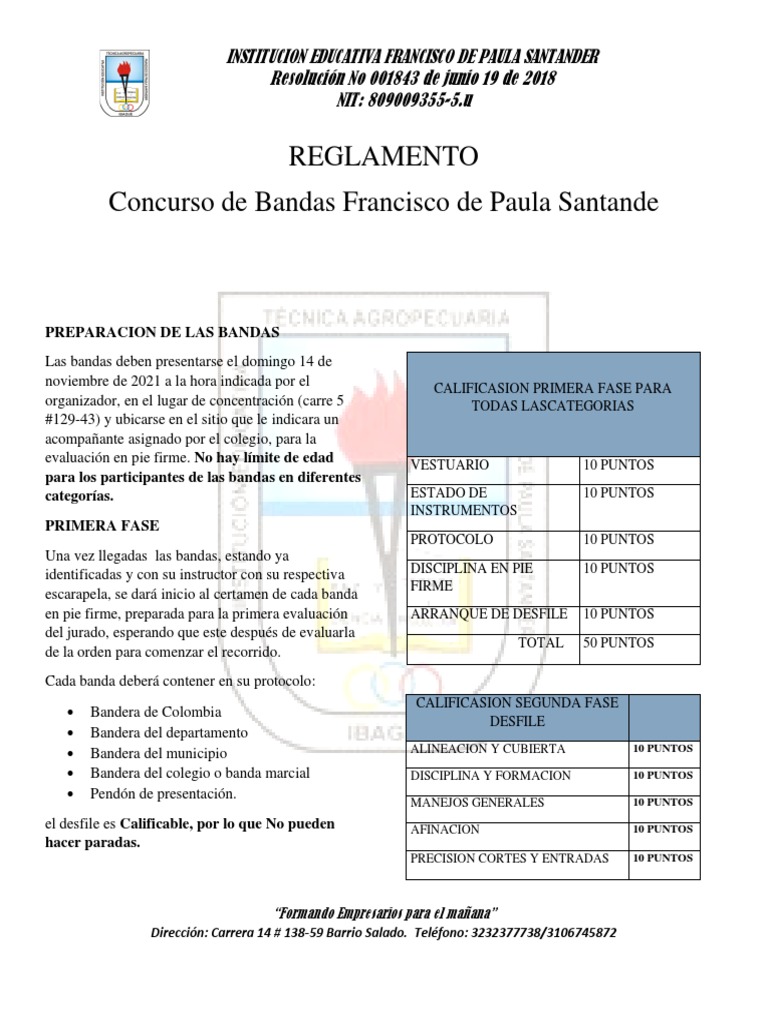 Reglamento de Bandas 2021 3 | PDF