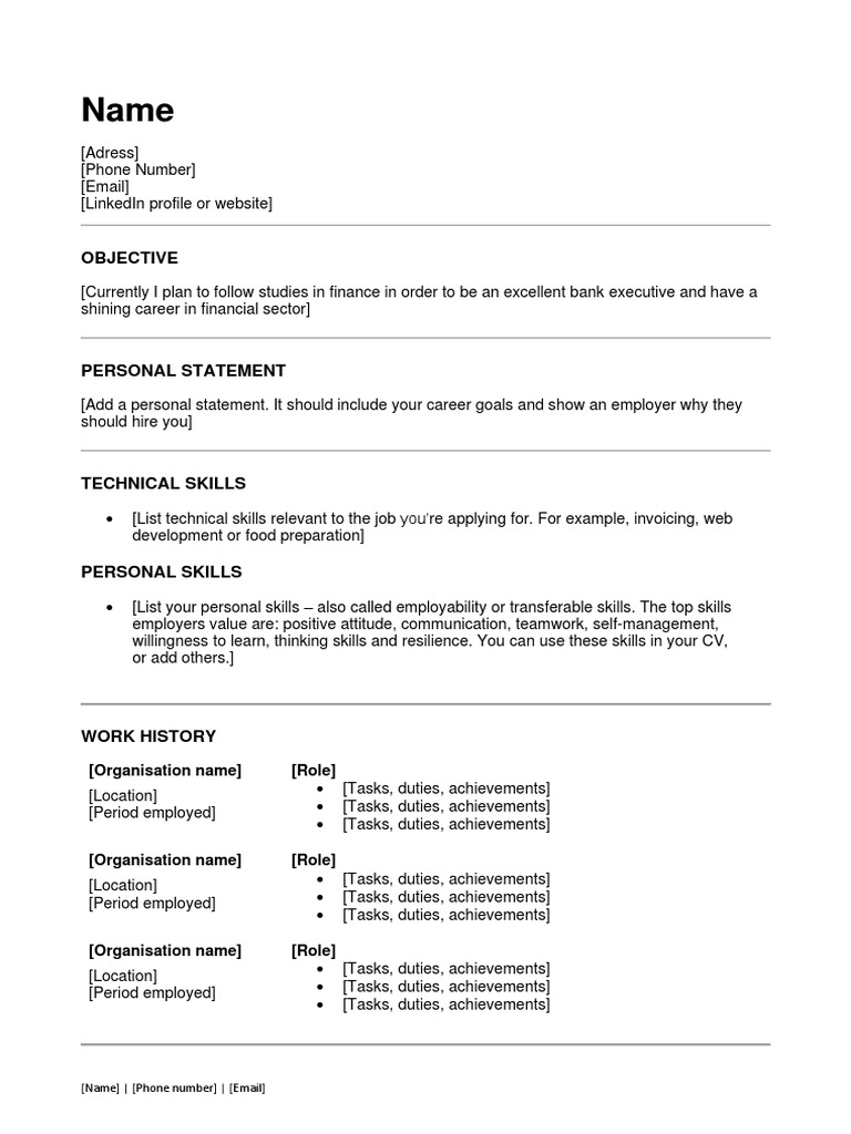 Objective: (Organisation Name) (Role) | Download Free PDF | Skill ...