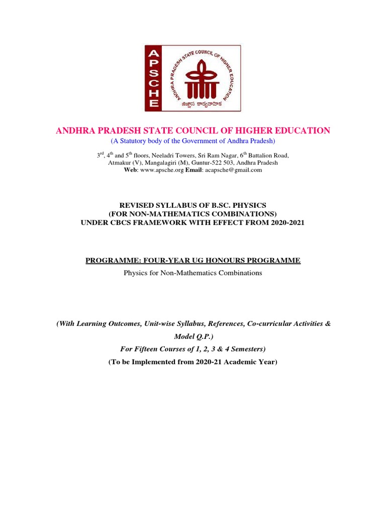 BSC Physics Nonmaths Cbcs 2020 | PDF | Optics | Diffraction