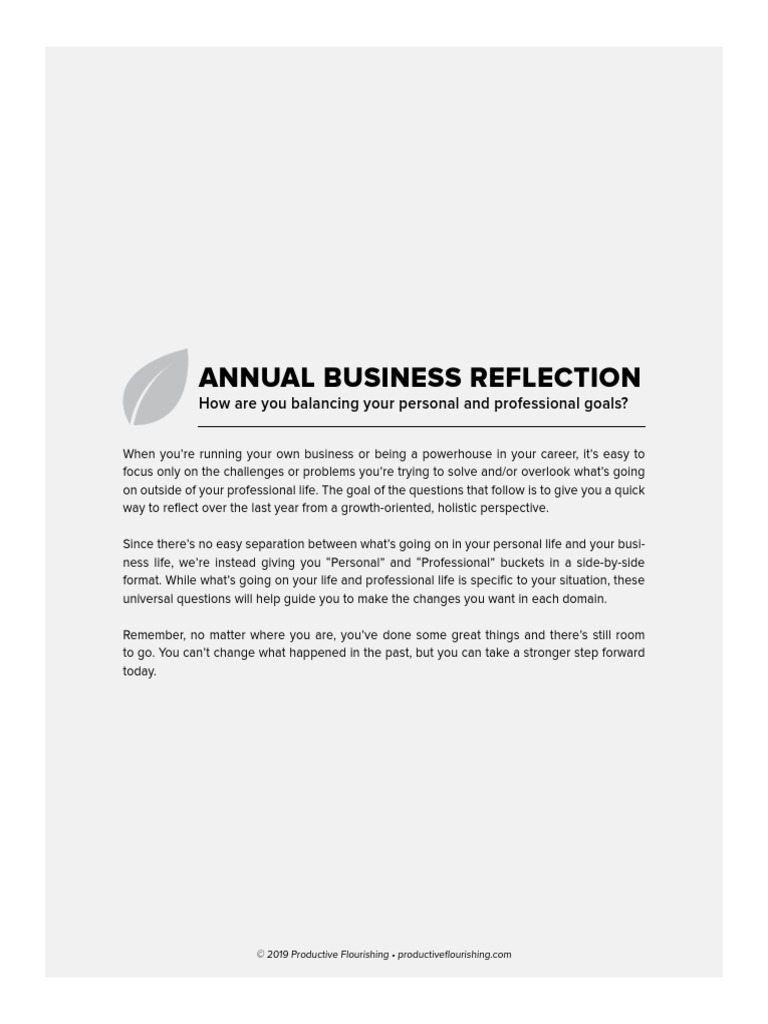 Annual Business Reflection: How Are You Balancing Your Personal and ...