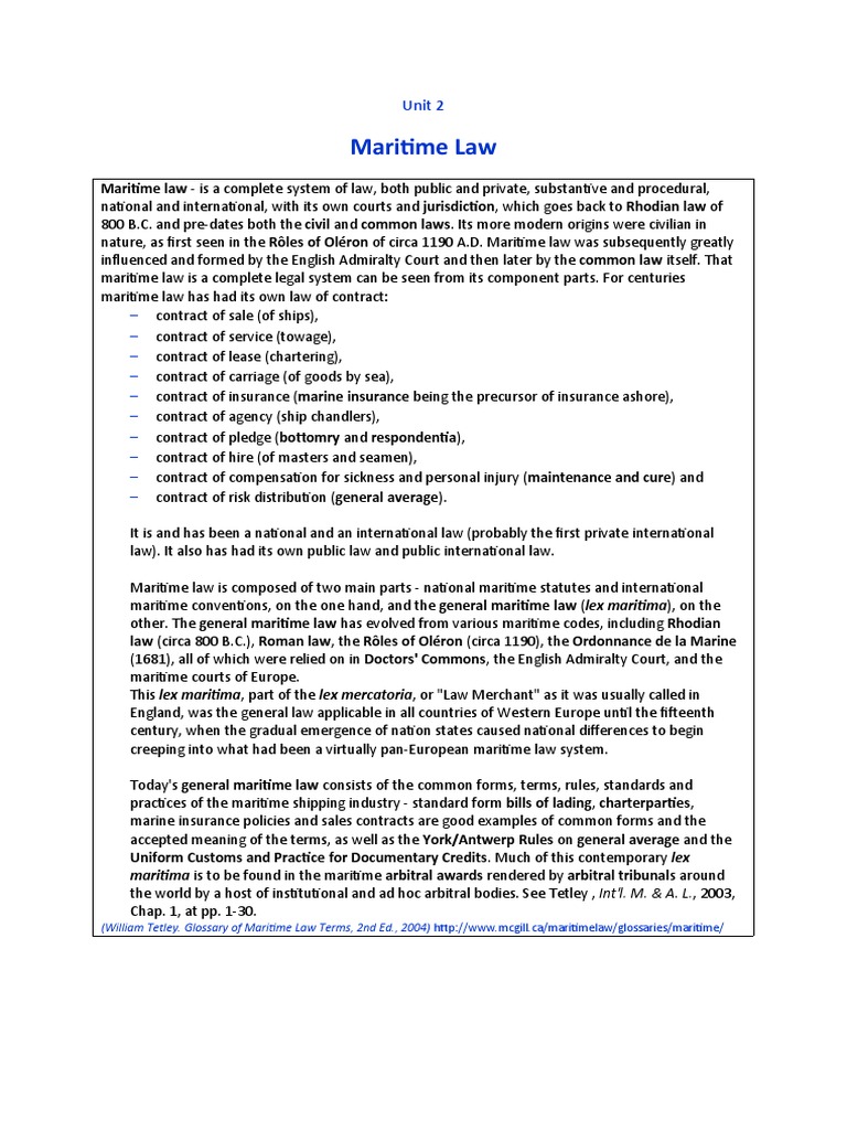 Maritime Law | PDF | Law