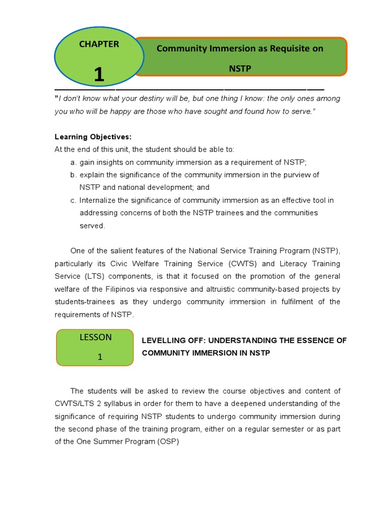 NSTP 2 Chapter 1 | PDF | Community | Climate Resilience