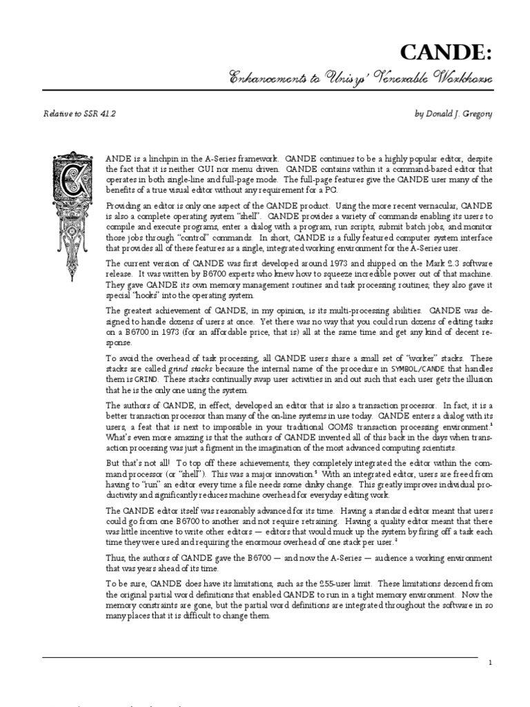 Cande:: Enhancements To Unisys' Venerable Workhorse | PDF | Computer ...