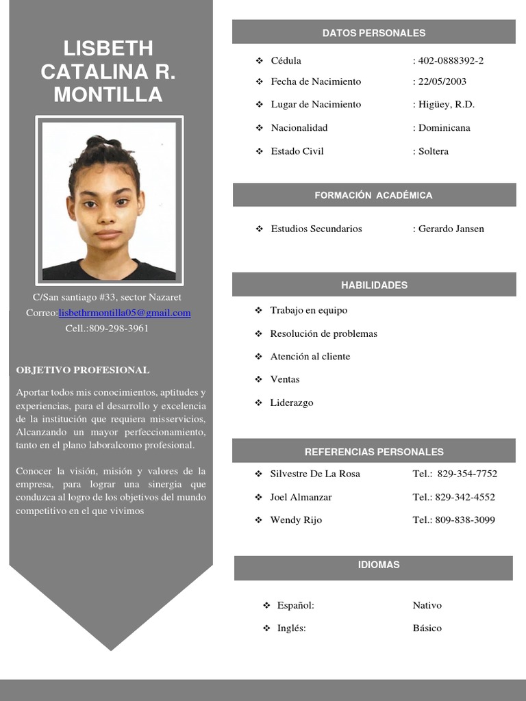 Curriculum Vitae Lisbeth Catalina R. Montilla | PDF