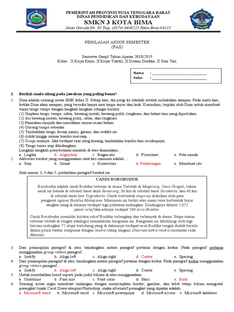 SOAL PAS - SIMKOMDIG Sem 1 - 2019-2020 | PDF